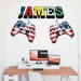 Gamer American Flag Wall Decor Custom Controller Decal Video Game Wall ...
