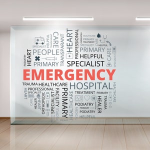 Emergency Hospital Healthcare Vinyl Wall Decal, Health Wellness Words ...