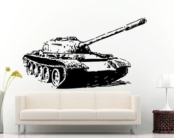 Old Vintage Army War Tank Wall Decal Vinyl Sticker Mural Room | Etsy