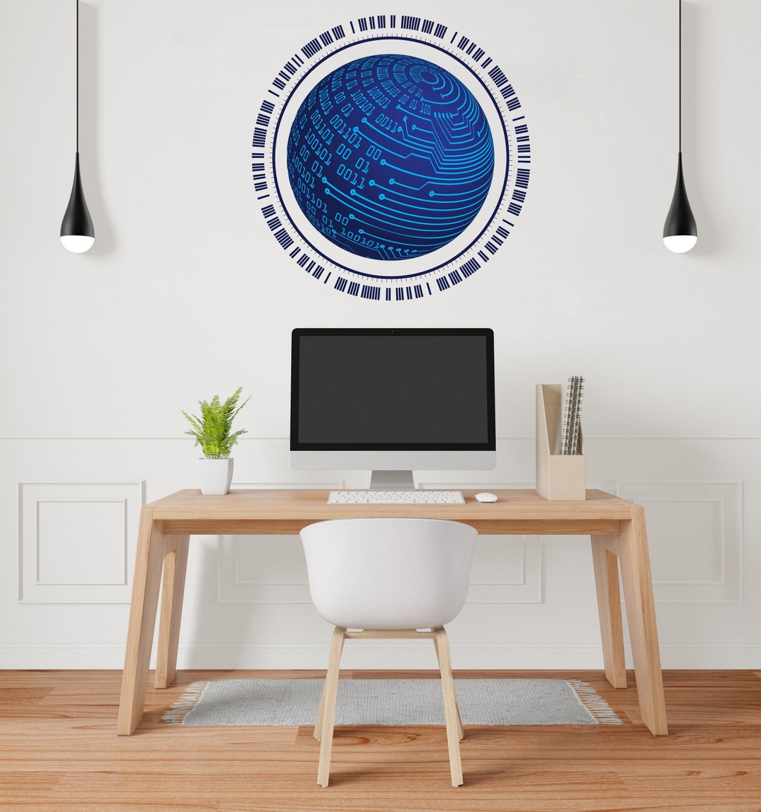 Circuit Board Wall Decal, Globe Technology Vinyl Wall Art, Computer ...
