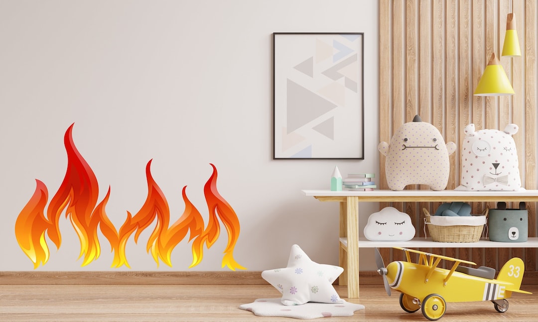 Flames Decals Fire Place Wall Ar Flame Decoration Fire Flame Wall Vinyl ...