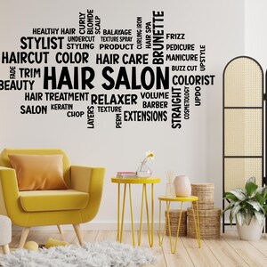 Custom Hair Salon Word Cloud Wall Decal – Stylish Beauty & Hairdressing ...