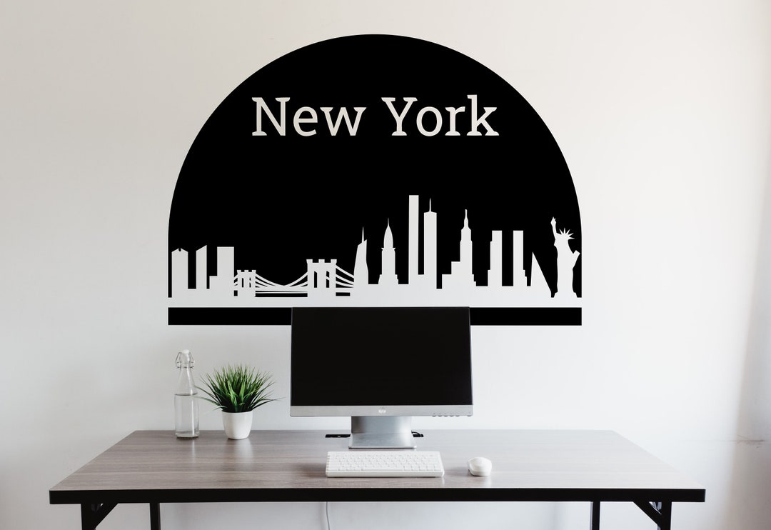 New York City Skyline Arch Wall Decal Sticker City New York Wall Decal ...