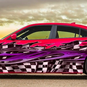 Checkered Flag Street Racing Car Vinyl Graphics, Racing Flag Car Side ...