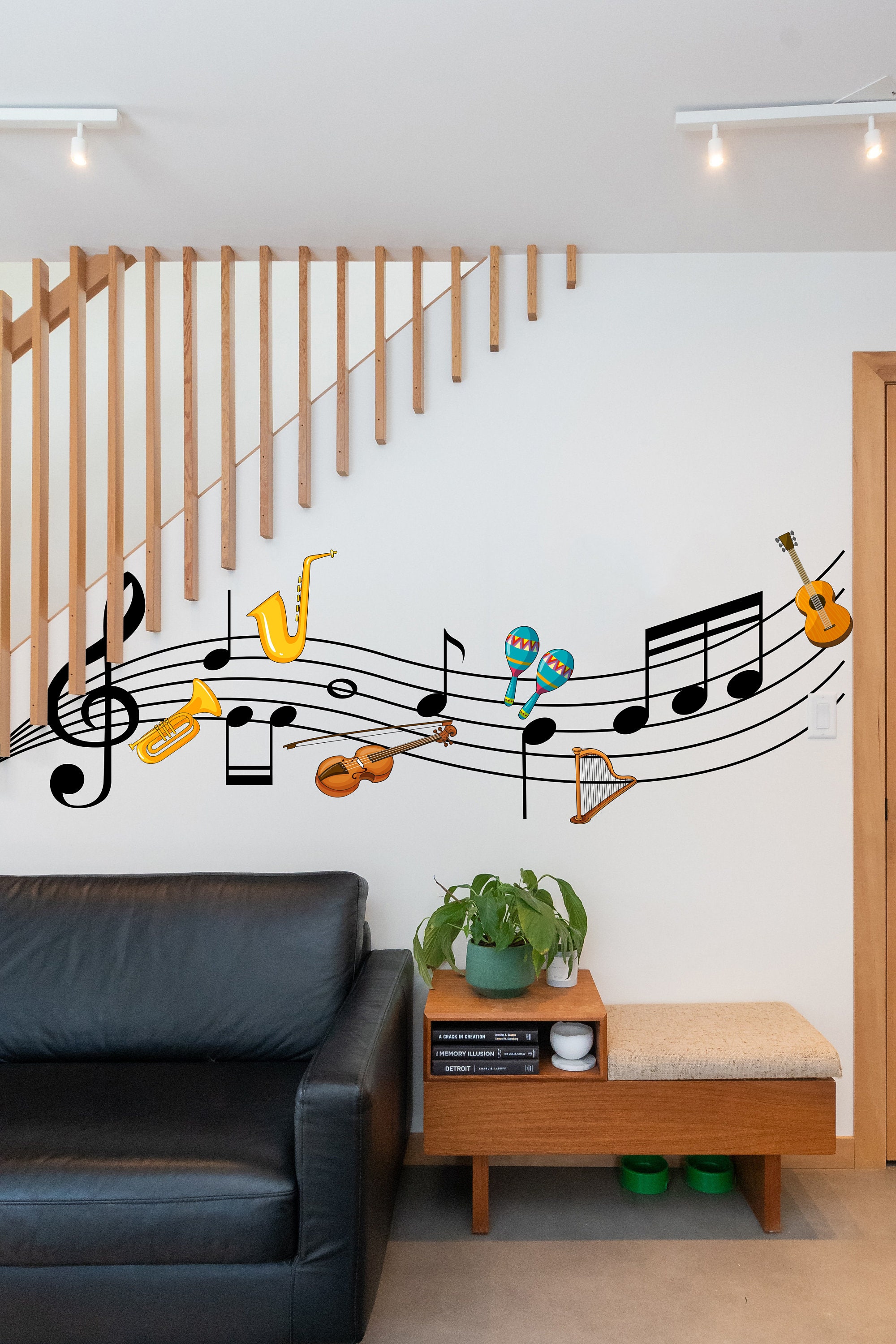 Music Wall Art Decal, Music Notes Instruments Wall Decor, Music Wall ...