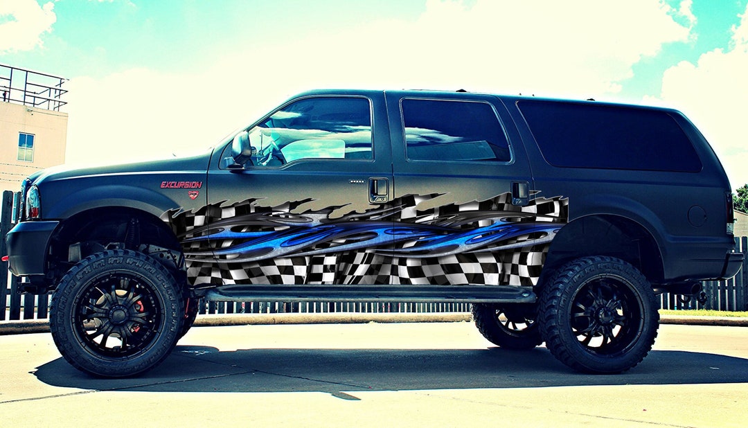 Checkered Flag Ripped Metal Car Vinyl, Racing Flag Street Racing ...