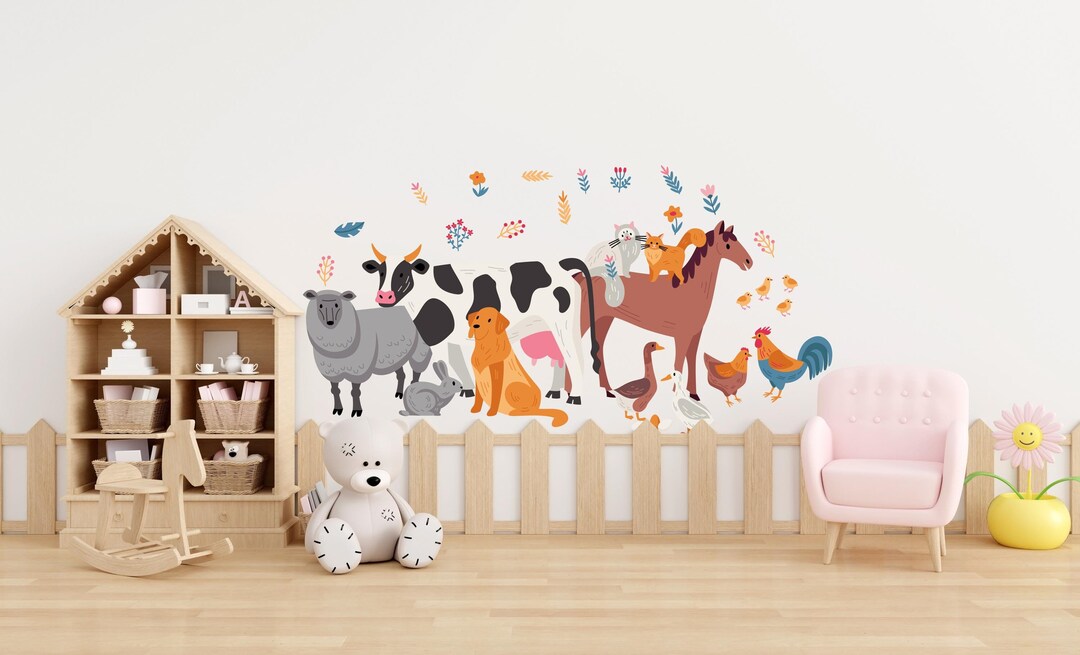 Farm Friends Wall Decal, Animals Wall Sticker, Farm Decor Wall Decal ...
