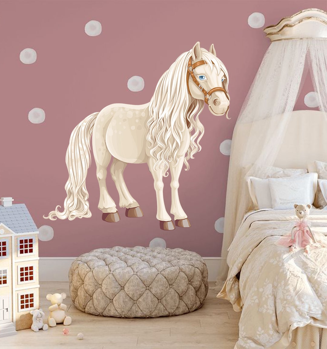 Horse Decal, Pony Girls Room Sticker, Kids Vinyl Wallpaper, Animal Wall ...