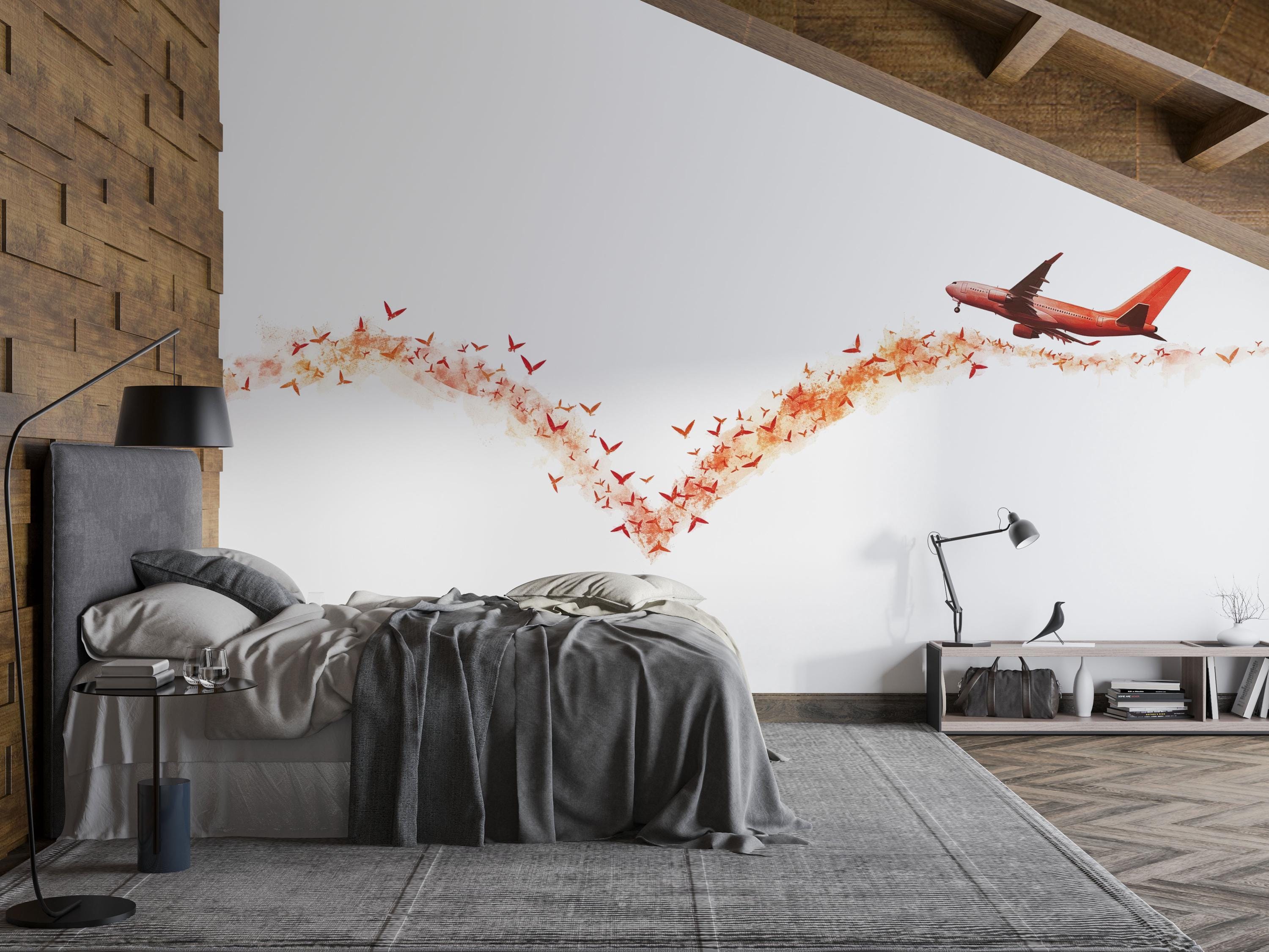 Airplane Wallpaper Travel Wall Decal Wanderlust Wall Mural Peel and ...