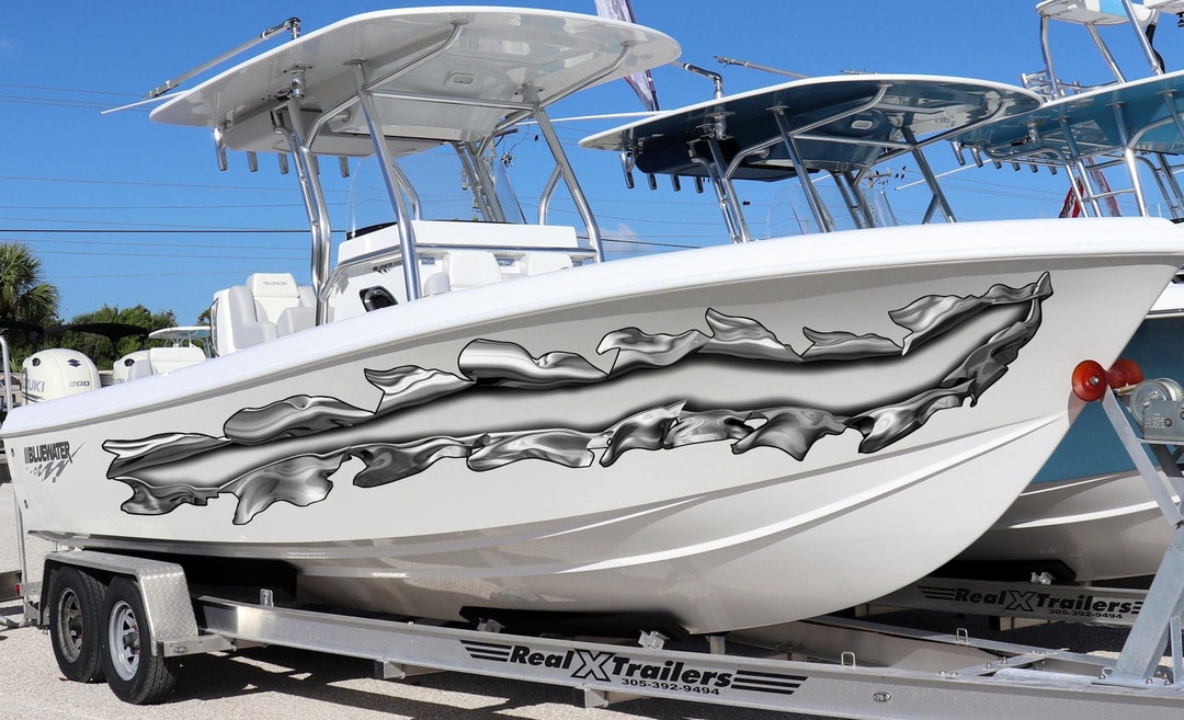 Ripped Metal Boat Vinyl Sticker, Ripped Metal Yacht Graphics, Ripped ...