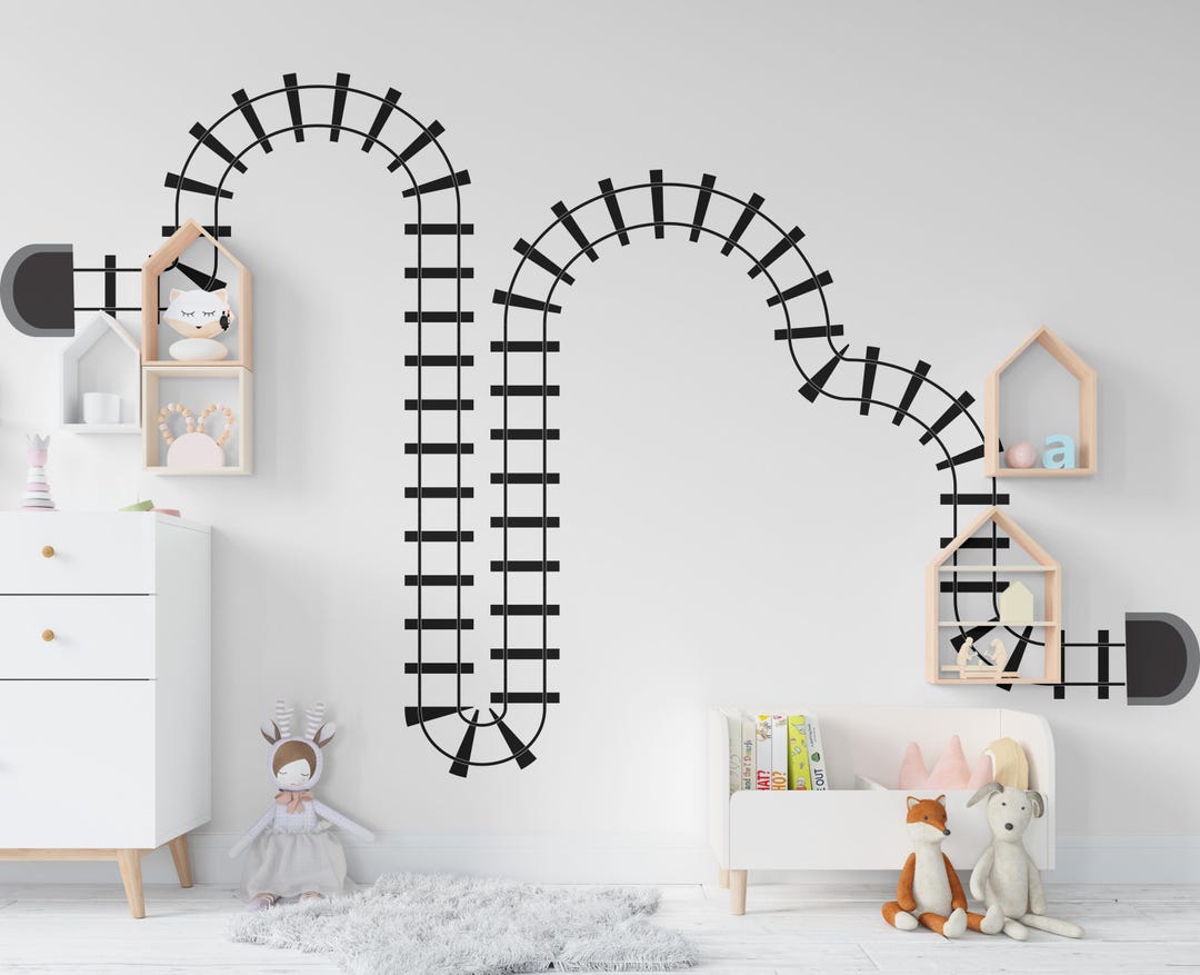 Train Tracks Wall Decal Railroad Vinyl Sticker Track Train Wall Decor ...