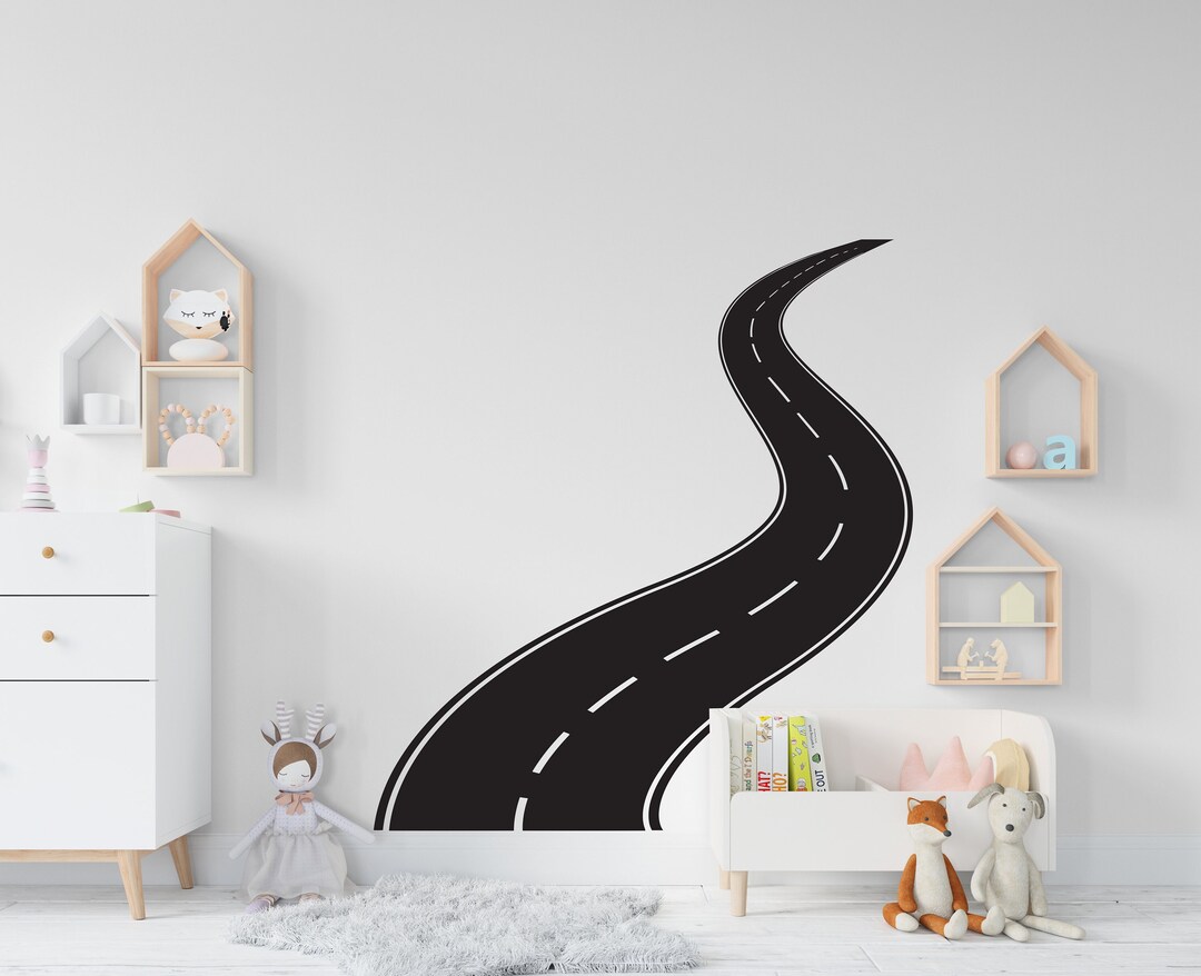 Road Wall Decal Sticker, Tire Track Wall Sticker, Road Wall Decals ...