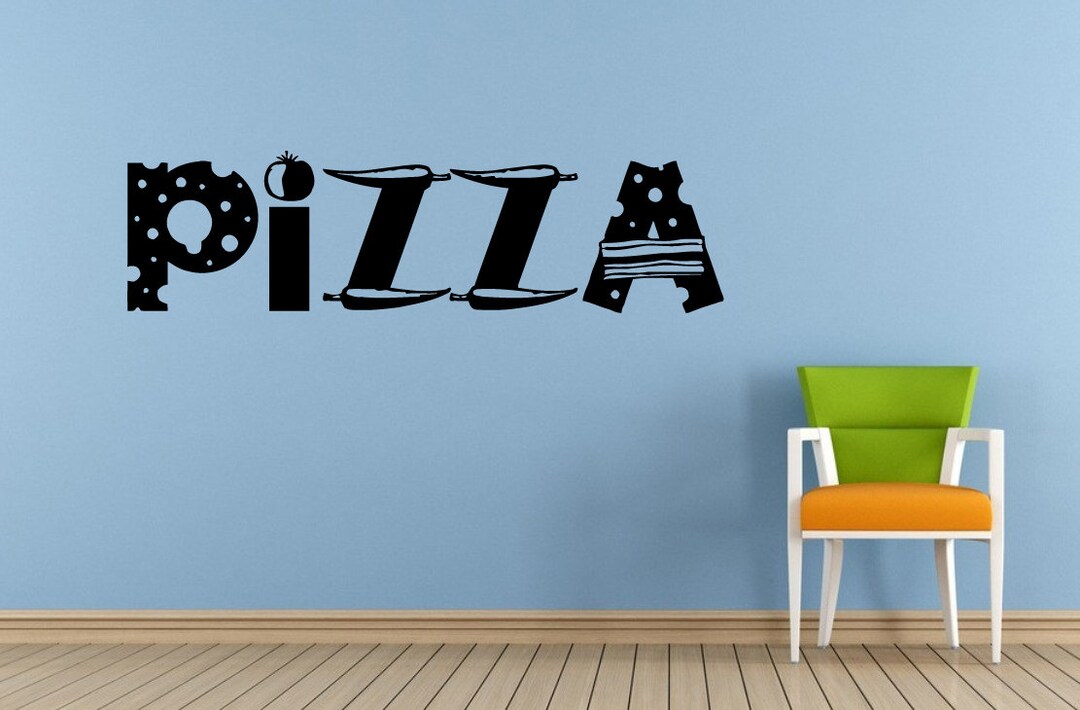 Pizza Food Word Logo Sign Emblem Shop Window Wall or Car Vinyl Peal and ...
