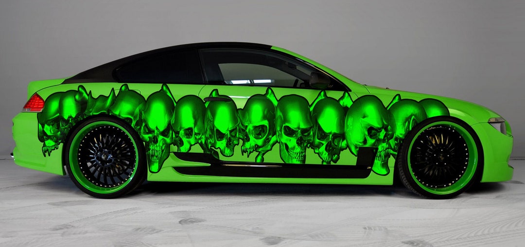 3D Skulls Car Sticker, Skulls Tribal Car Wrap, Skulls Car Decal, 3D ...