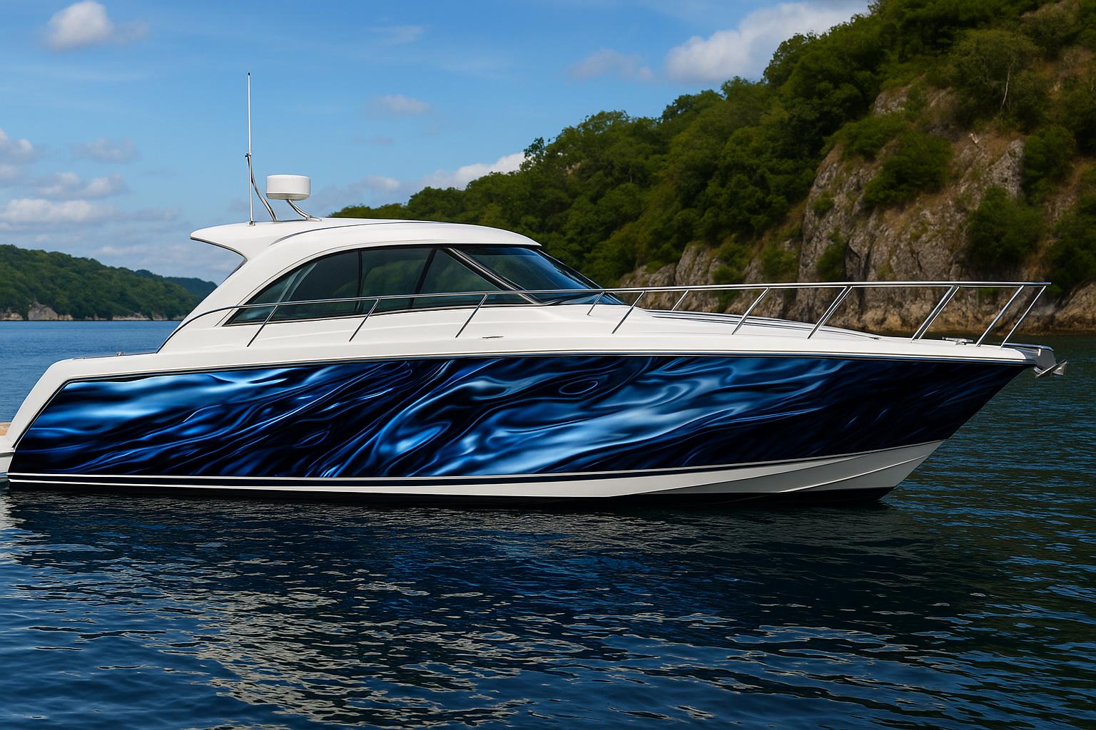Midnight Liquid Metal Boat Wrap – Glossy Black Chrome Marine Vinyl ...