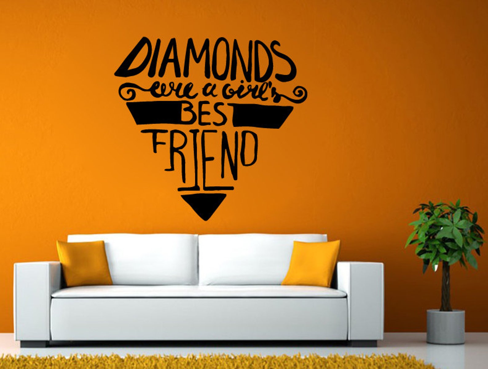 Diamonds Are A Girls Best Friend Logo Diamond Shape Wall or Window ...