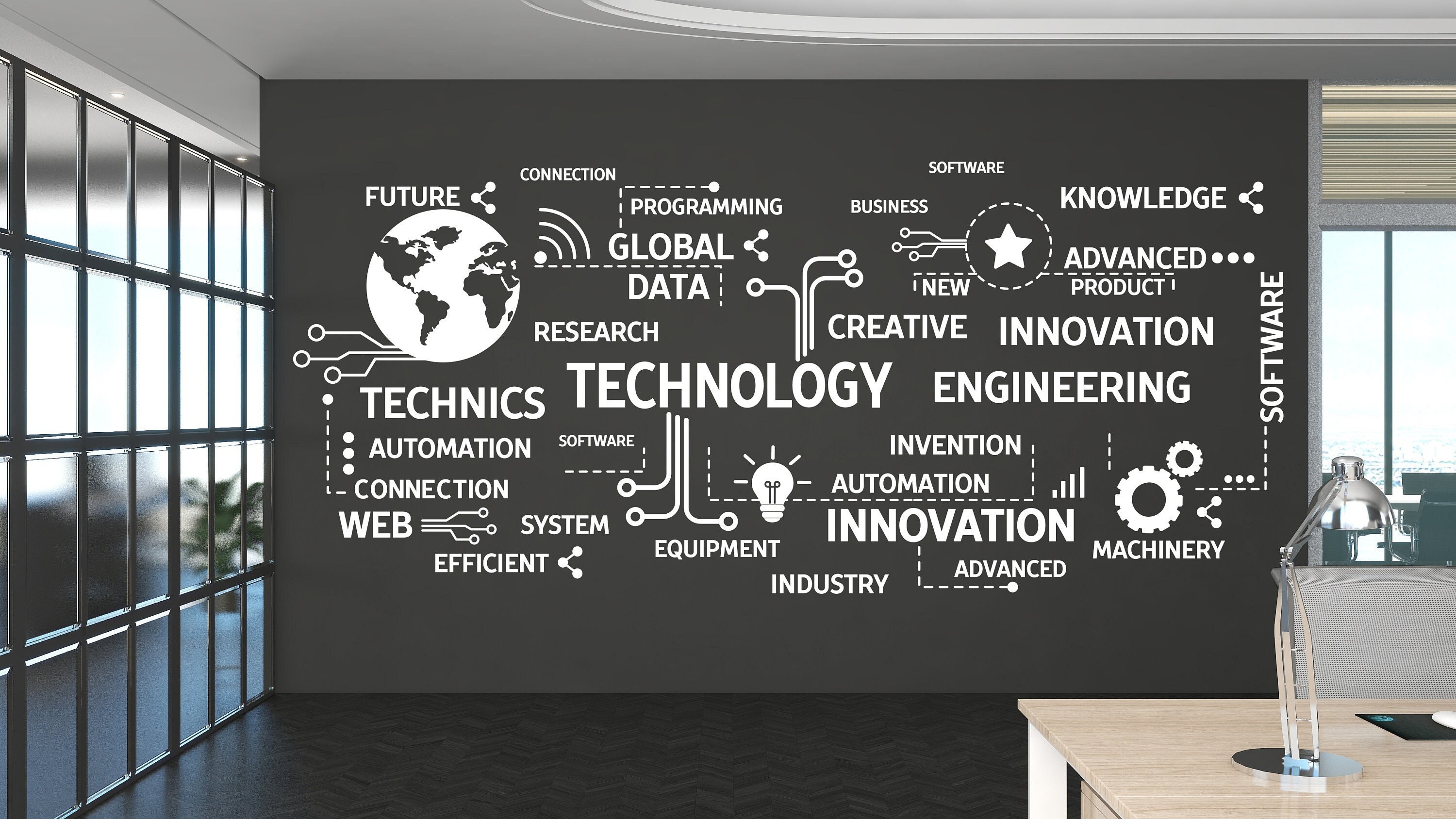 Technology Vinyl Wall Art Decal, Circuit Board Wall Decal, Office Wall ...