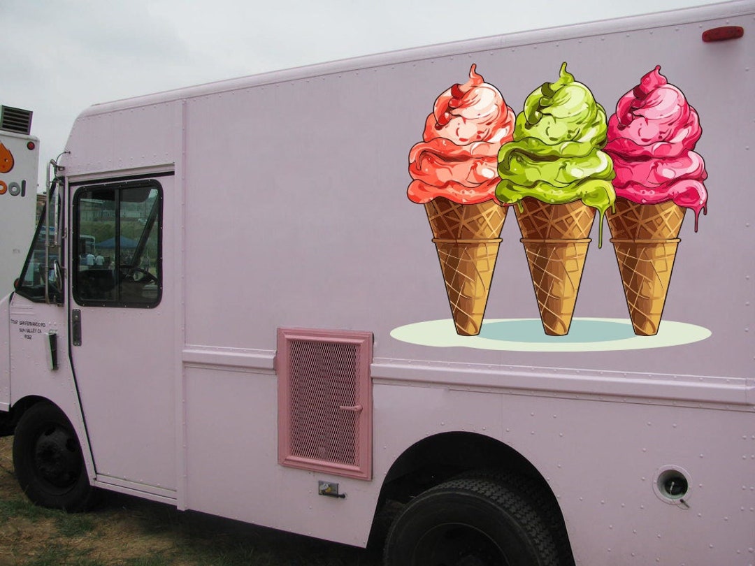 Ice Cream Car Truck Vinyl Sticker, Ice Cream Logo Decal, Car Decals ...