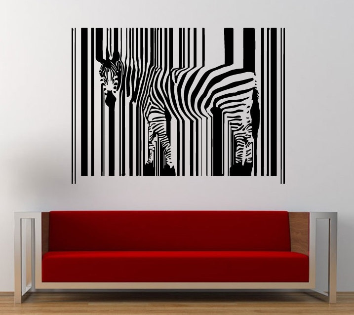 Melting Zebra Bar Code Wall Decal Sticker Vinyl Mural Leaving | Etsy
