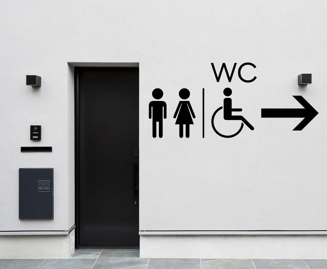 Bathroom Sign Decal, Business Bathroom Door Decal, Toilett Restroom ...