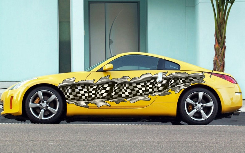 3D Checkered Flag Car Wrap Racing Flag Car Decal Ripped - Etsy