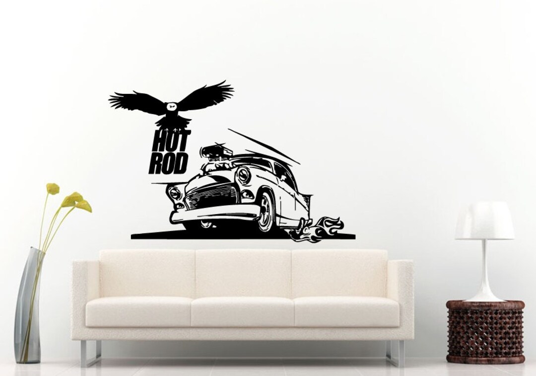 Hot Rod Road Sign American Eagle Bird Muscle Racing Sports Vehicle Wall ...