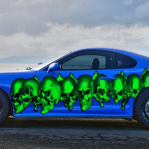 3D Skulls Car Sticker, Skulls Tribal Car Wrap, Skulls Car Decal, 3D ...