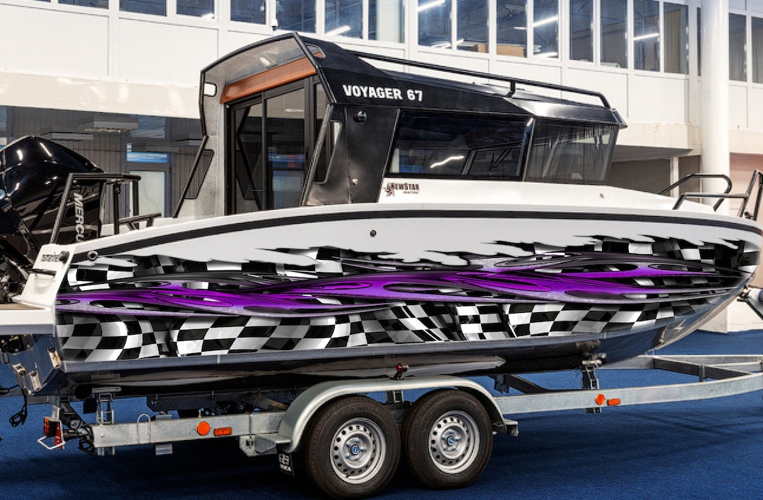 Racing Flag Yacht Vinyl Sticker, 3D Checkered Flag Boat Graphics ...