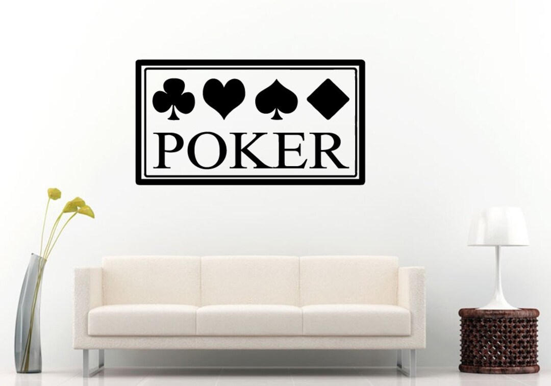 Poker Game Room Sign Logo Cards Suits Gambling Vinyl Peal and Stick ...