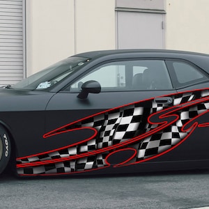 Checkered Flag Car Wrap, Checkered Flag Car Decal, Checkered Car ...