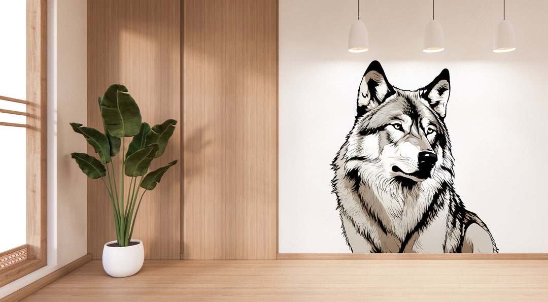 Wolf Wall Decal, Wolf Realistic Wall Art, Wolf Head Wall Decor Wolf ...