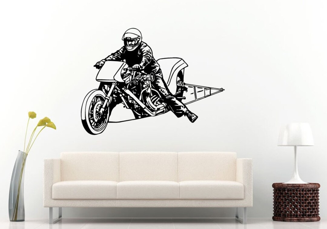 Drag Racing Motor Bike Motorcycle Chopper Bike Biker Racer Wall Decal ...