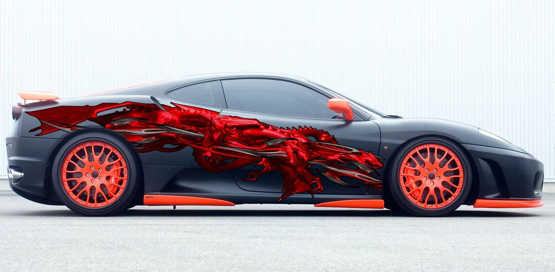 Red Tribal Dragon Car Wrap Tribal Dragon Car Decal 3D Tribal - Etsy