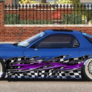 Checkered Flag Street Racing Car Vinyl Graphics, Racing Flag Car Side ...