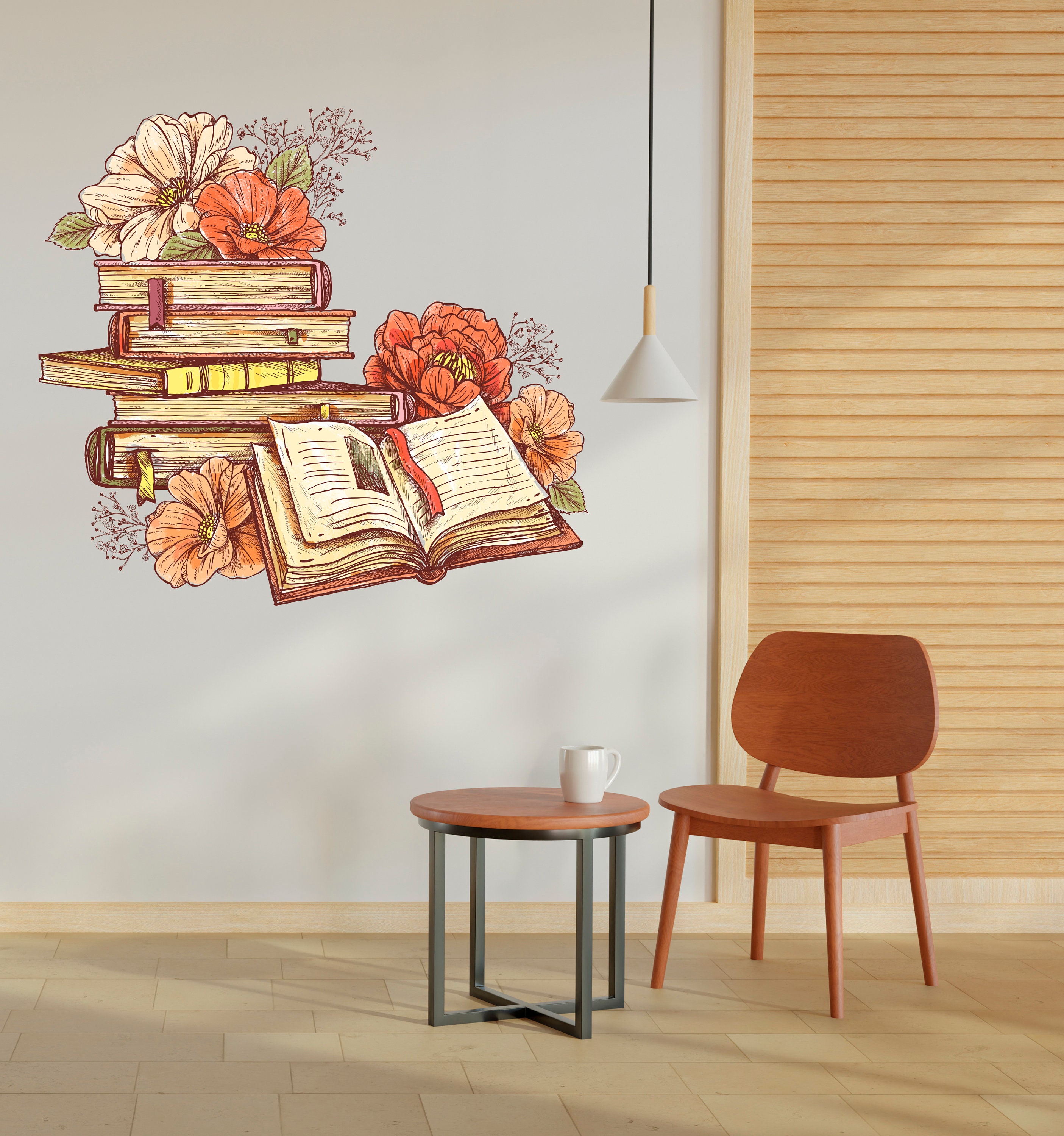 Vintage Books Wall Decor, Library Vinyl Wall Art Decals, Books Wall ...