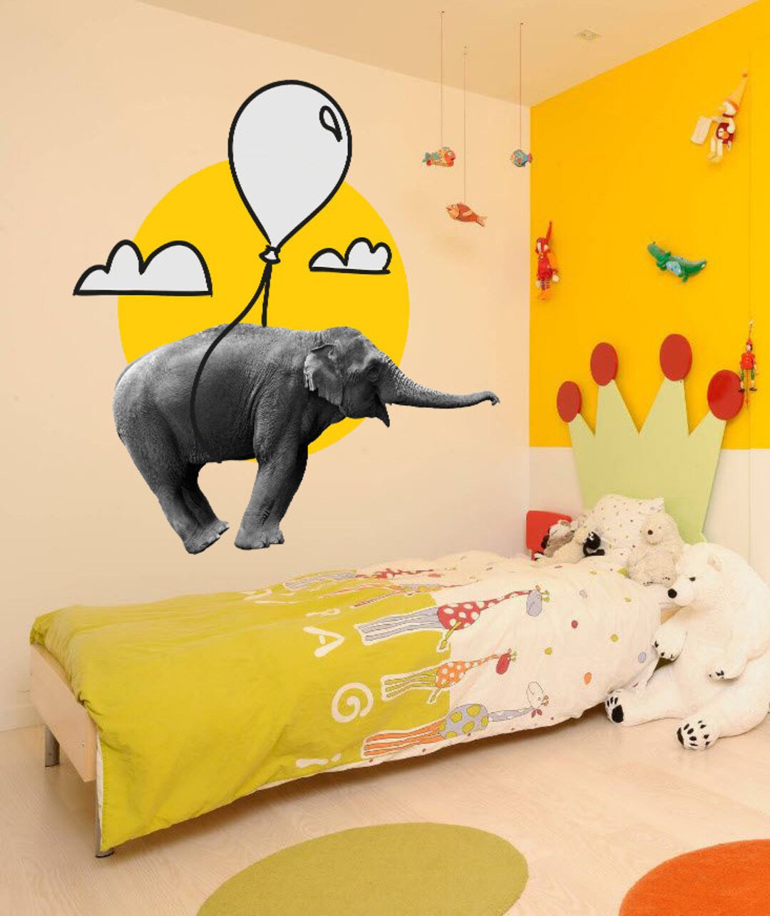 Flying Elephant Wall Decal, Elephant Sticker, Elephant Wall Decor - Etsy