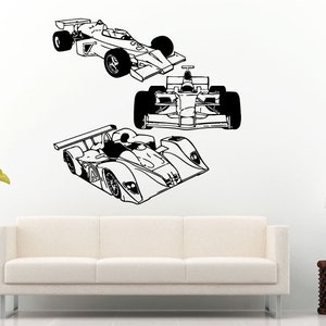 Three Formula One F1 Speed Racing Super Cars Wall Decal Vinyl Sticker ...