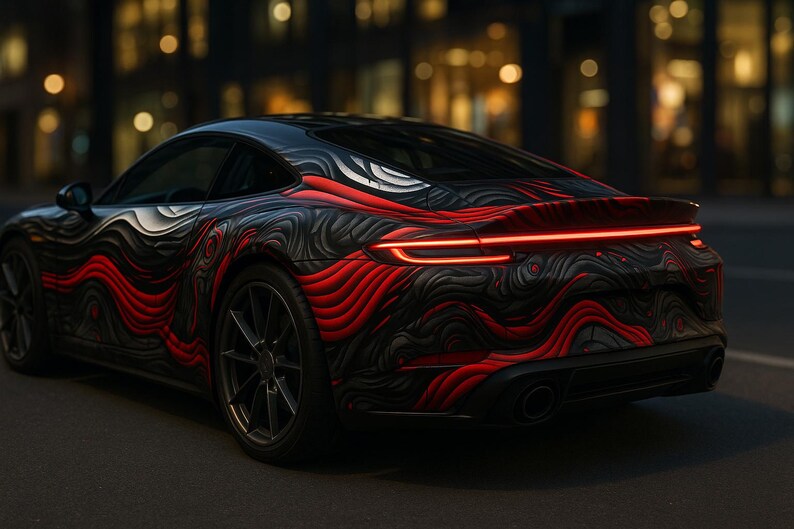 Lava Flow Supercar Wrap | 3D Topographic Red and Black Vinyl Car Wrap ...