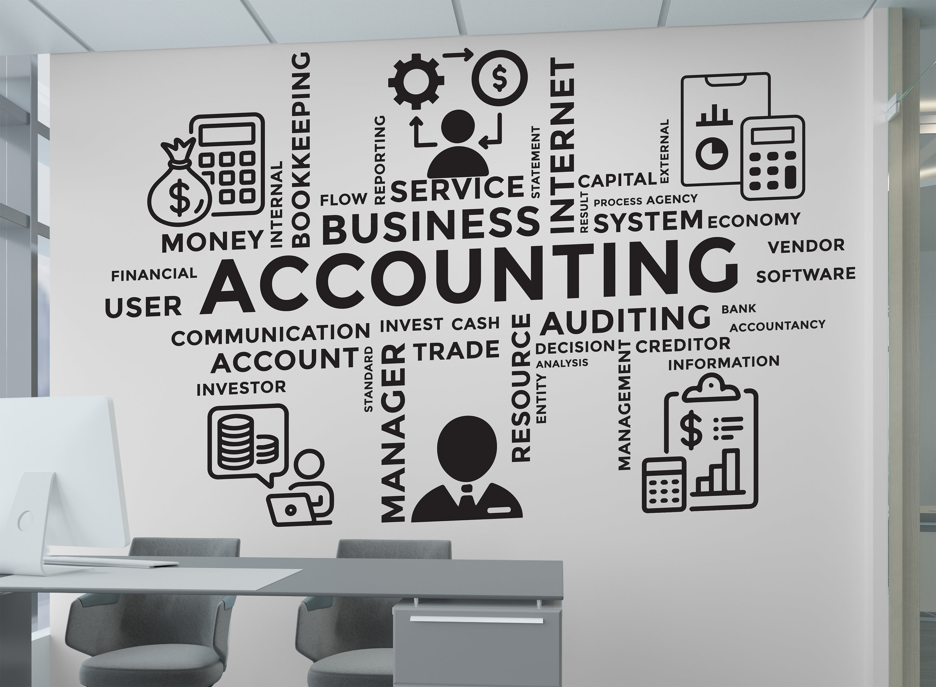 Accounting Wall Decor Office Wall Decal Idea Teamwork Business Worker ...