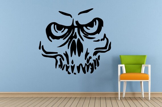 Big Skull Head Angry Stare Down Window Wall Decal Vinyl - Etsy