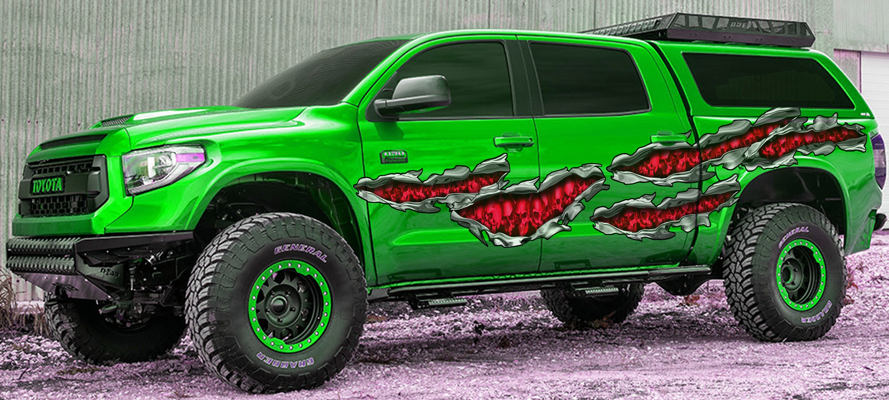 Skulls Truck Ripped Metal Graphics, Skulls Truck Wrap, Skull Truck Side ...