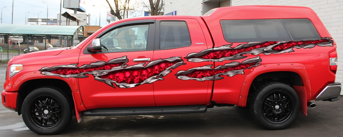 Skulls Truck Ripped Metal Graphics, Skulls Truck Wrap, Skull Truck Side ...