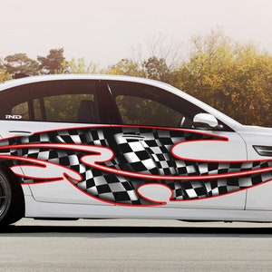 Checkered Flag Car Wrap, Checkered Flag Car Decal, Checkered Car ...