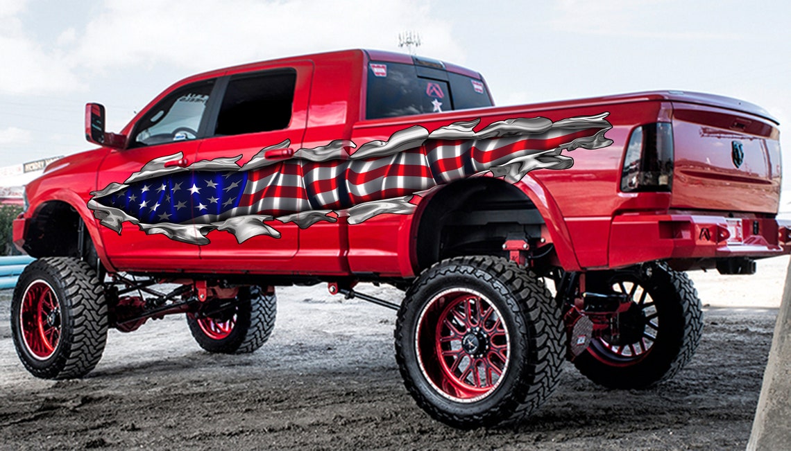 US Flag Car Vinyl Decal, US Pride Car Graphics, American Flag Car Wrap ...