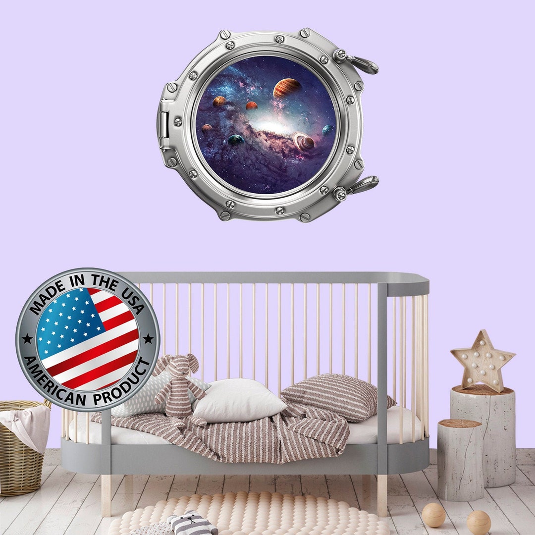 Solar System Room Decor 3D Porhole Wall Decal. Space Wall Mural Kids ...