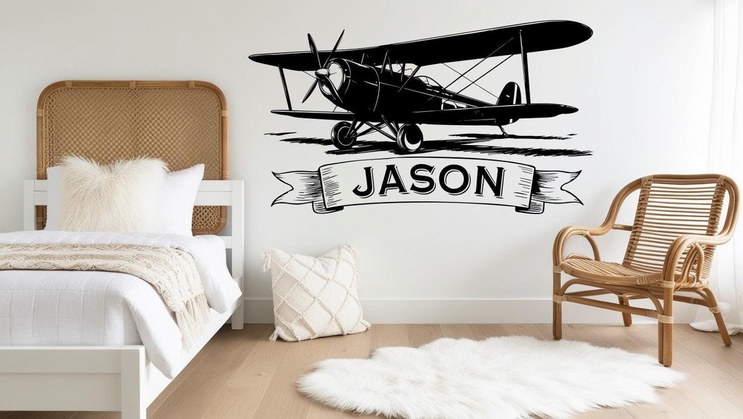 Personalized Airplane Name Sign, Custom Aviation Gift, Biplane and ...