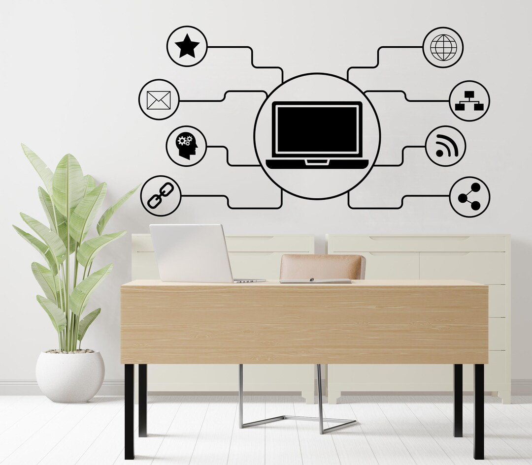 Technology Vinyl Wall Art Decal, Circuit Board Wall Decal, Office Wall ...