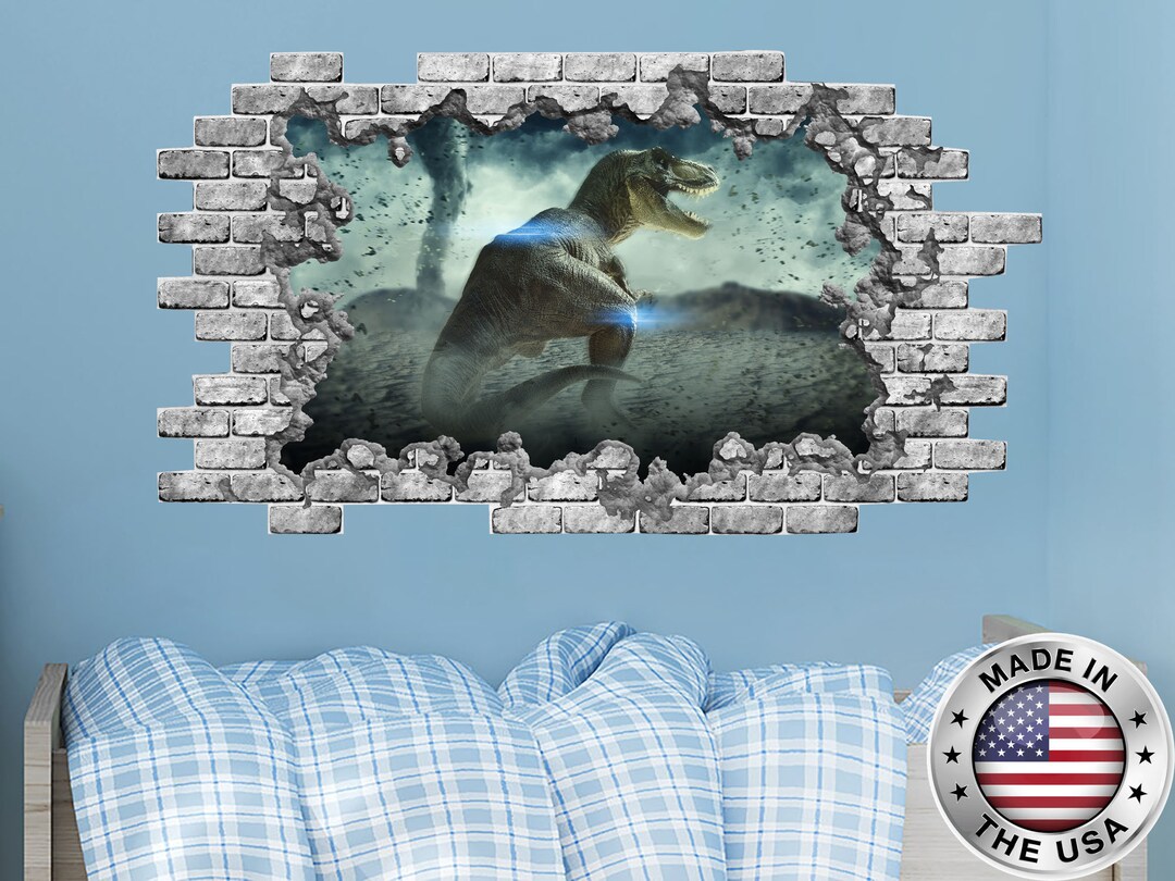 3D Dinosaur Hole in the Decals. Dino Vinyl Stickers. Jurassic World ...