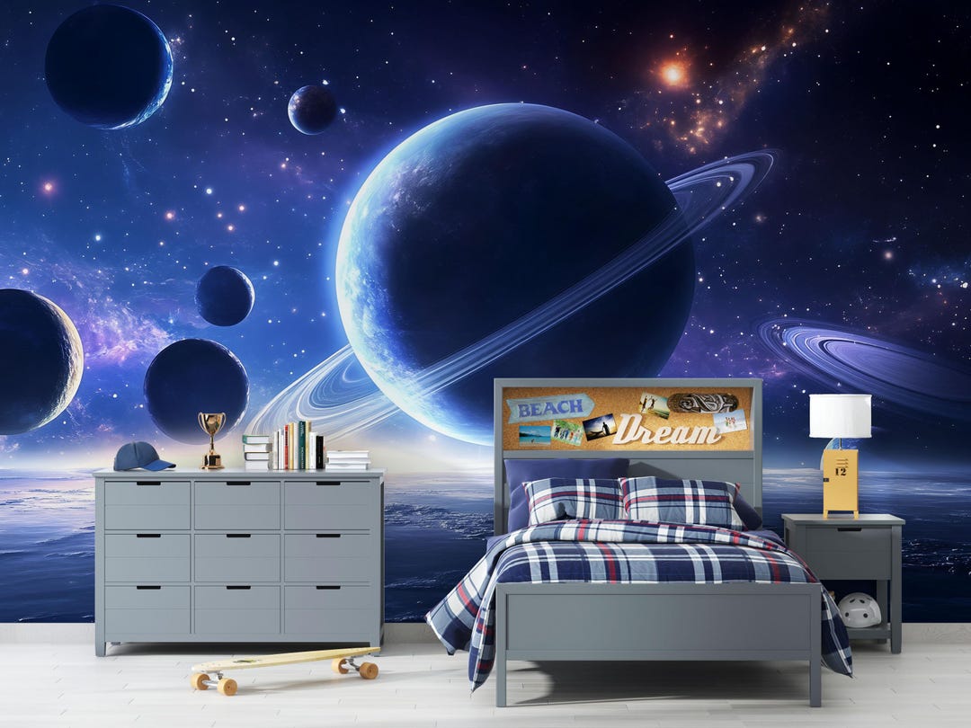 3D Space Planets Wallpaper for Bedroom Living Room Kids Room | Modern ...