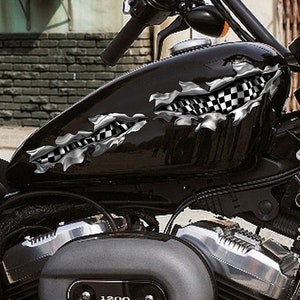 Ripped Metal Checkered Flag Bike Sticker, Ripped Metal Racing Flag Bike ...